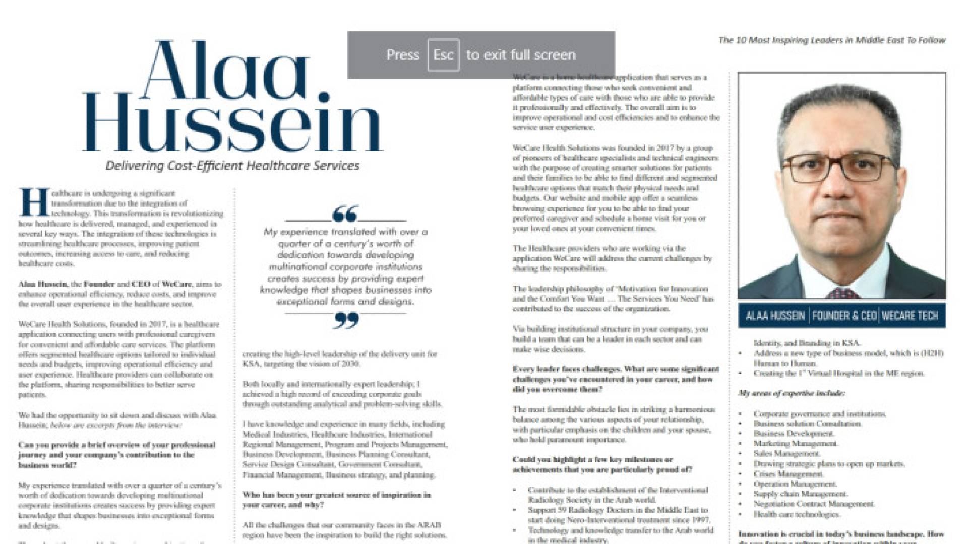 Roya News | Dr. Alaa Hussein named one of the 10 Most Inspiring Leaders ...